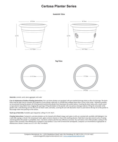 Certosa Planter | Cast Stone Planter
