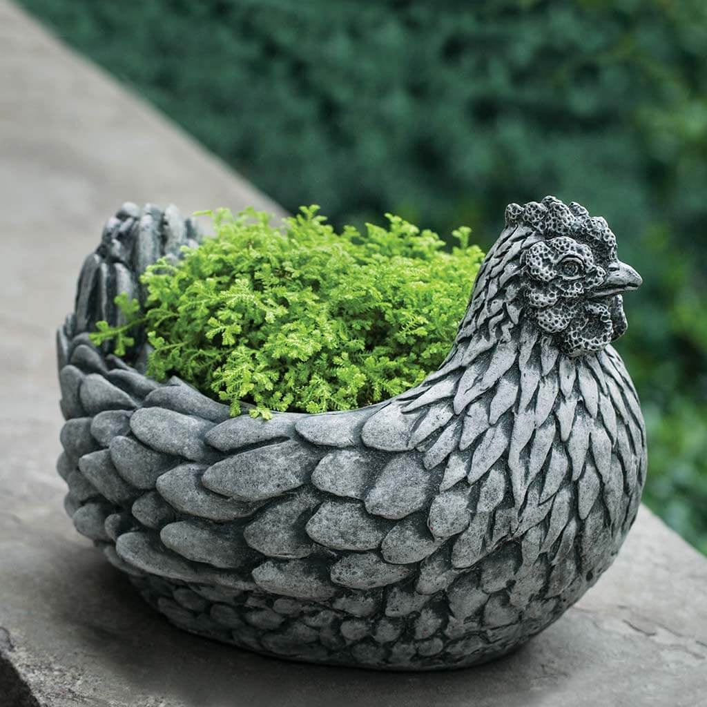 Chicken Cast Stone Garden Planter