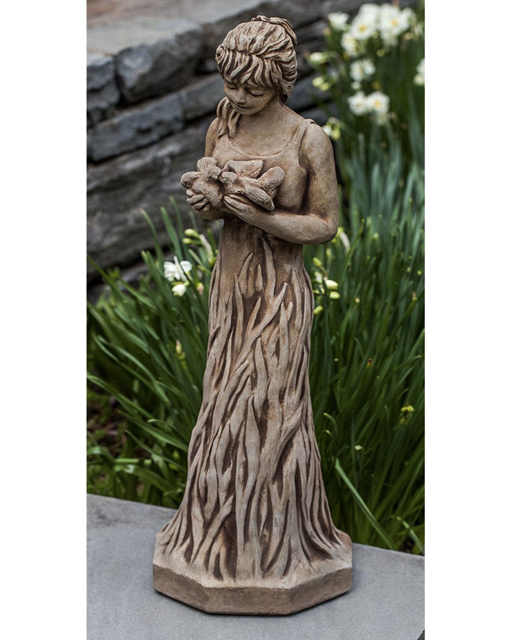 Fauna Cast Stone Bird Garden Statue | Wood Nymph Statue