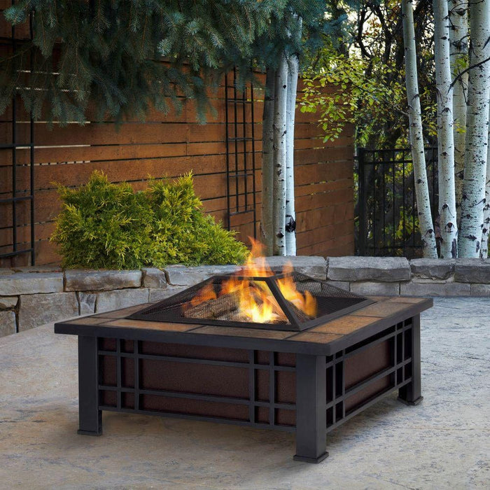 Morrison Wood Burning Fire Pit with Natural Slate Top
