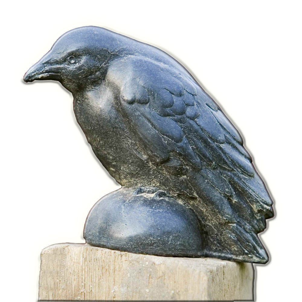Small Raven Cast Stone Bird Garden Statue