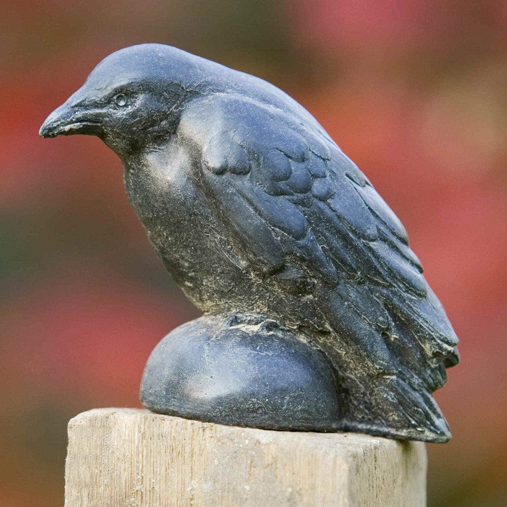 Small Raven Cast Stone Bird Garden Statue