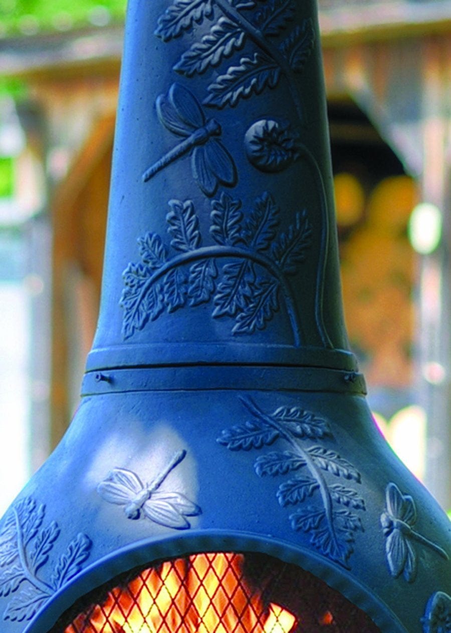 The Blue Rooster Dragonfly Chiminea in Cast Aluminum